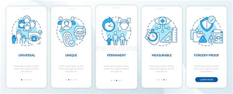 Advantages Of Biometric Data Blue Onboarding Mobile App Screen Stock Vector Illustration Of