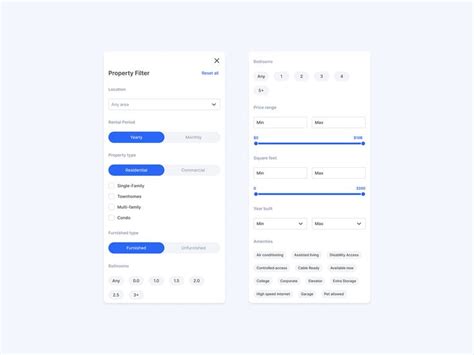 property filter ui design website ui components sidebar design