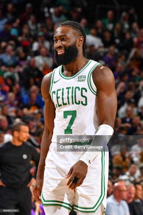 Jaylen Brown Of The Boston Celtics Smiles During The Game Against The