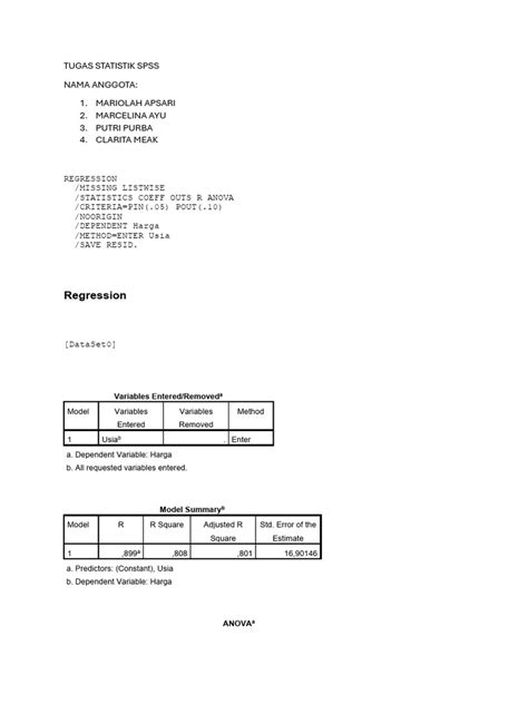 Tugas Statistik Spss Pdf Errors And Residuals Coefficient Of Determination