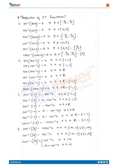 Inverse Trigonometric Functions Mathematics Handwritten Notes Pdf