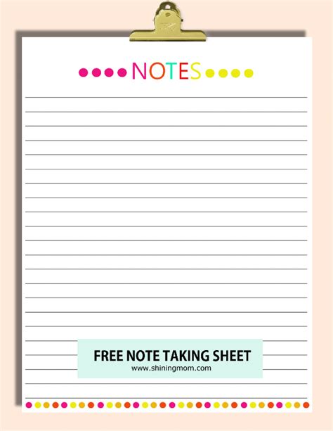 Happy Freebie Monday Note Taking Sheets Printable Notes Note