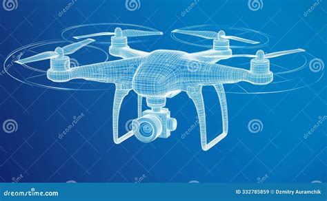 Typical Quadcopter Or Drone Blueprint Wireframe Stock Image Image Of