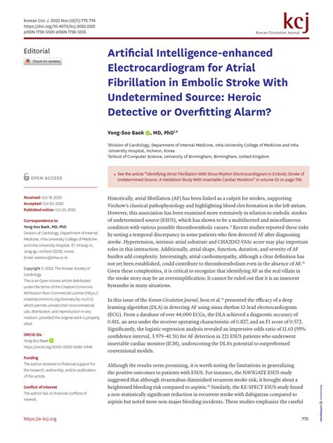 Pdf Artificial Intelligence Enhanced Electrocardiogram For Atrial Fibrillation In Embolic
