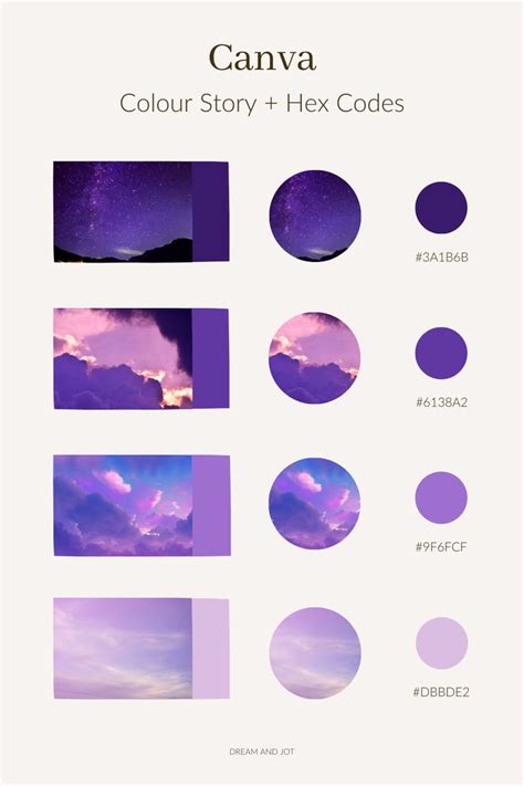 A Light Beige Background With Vertically Aligned Photos Of Purple Skied Sunsets With A