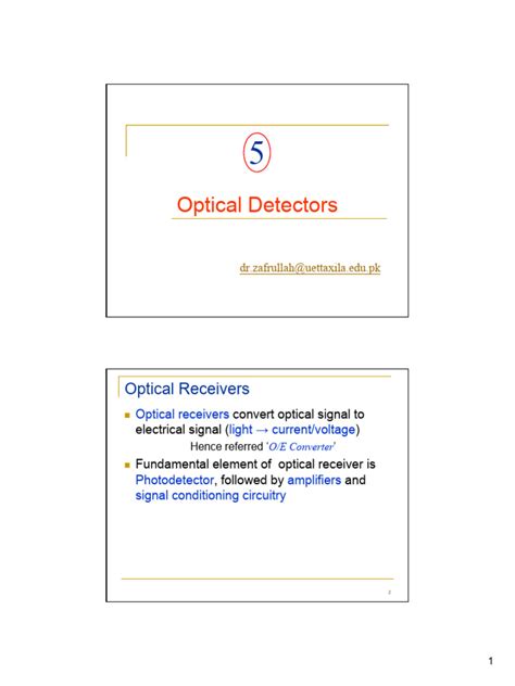 Notes5 Optical Detectors Pdf Signal To Noise Ratio Computer