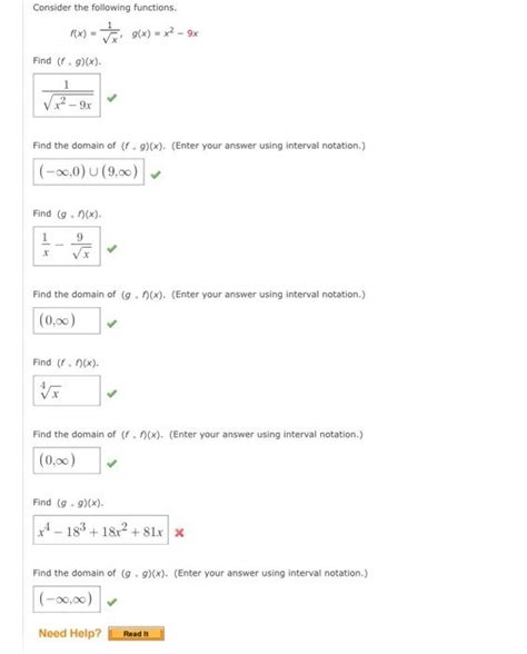 Solved Consider The Following Functions F X X1 G X X2−9x
