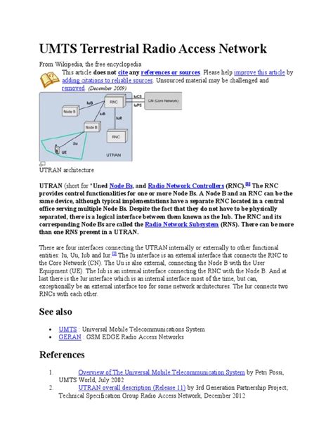 Umts Terrestrial Radio Access Network See Also Pdf