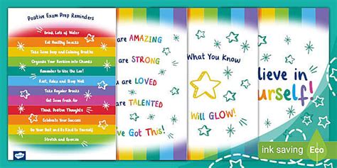 Exam Preparation Positivity Postersvisual Reminders