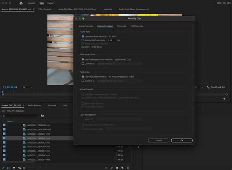 solved can t override colorspace on premiere modify i adobe