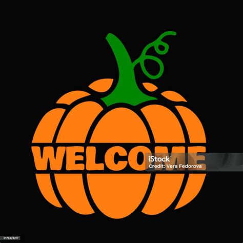 환영 호박 표시 타이포그래피 포스터 배너 전단지 엽서 로고 디자인 등을 위한 벡터 템플릿 환영 표지판에 대한 스톡 벡터 아트 및