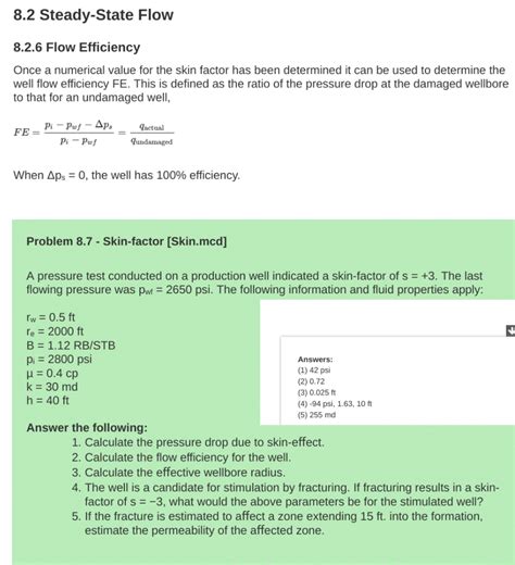 Steady State Flow Flow Efficiency Once A Chegg