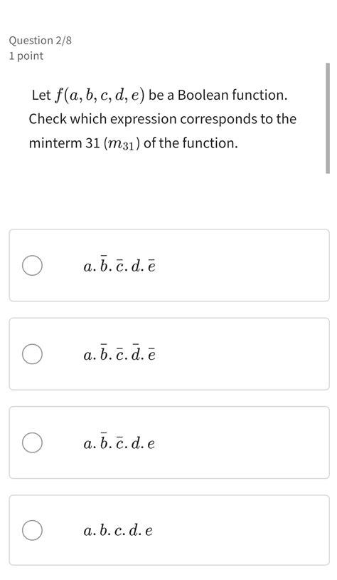 Get Answer Question 281 Let Fabcde Be A Boolean Function