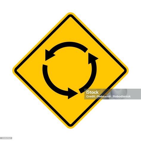 Roundabout Sign Yellow Diamond Shaped Warning Road Sign Diamond Road