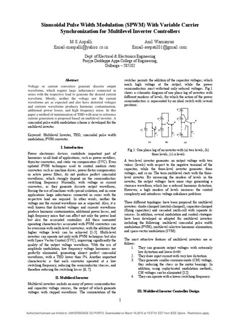25 Sinusoidal Pulse Width Modulation Spwm With Variable Carrier Pdf Pdf Power Inverter