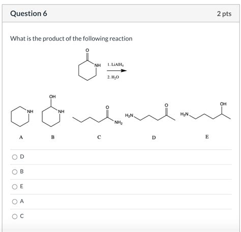 Solved Question 6 2 Pts What Is The Product Of The Following