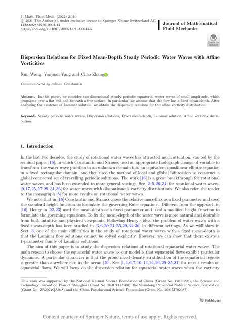 Dispersion Relations For Fixed Mean Depth Steady Periodic Water Waves With Affine Vorticities