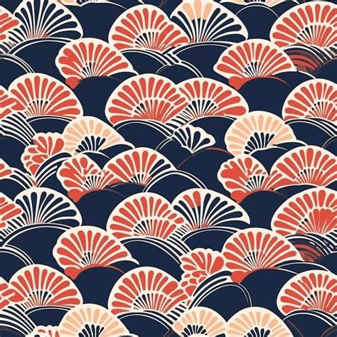 Premium Photo A Pattern Of Fan Shaped Fan Shapes On A Dark Blue
