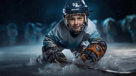 Premium Ai Image Boy Ice Hockey Player Ai Generated