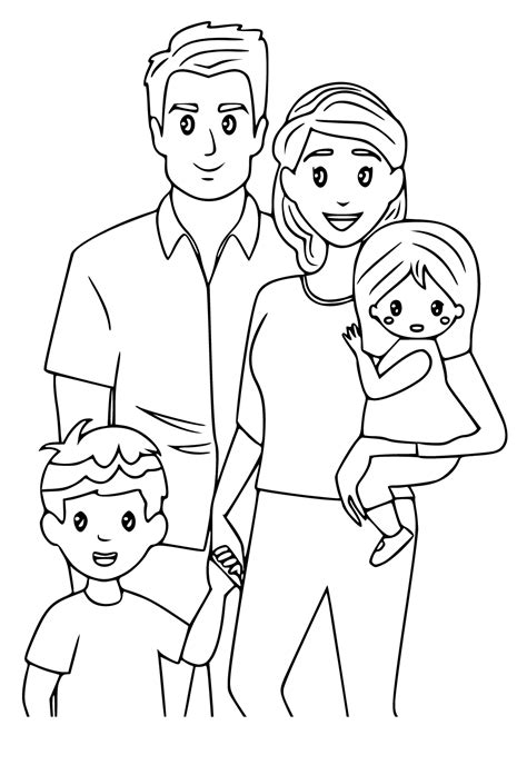 Brezplačna Natisljiva Družina Starši Pobarvanka List In Slika Za Odrasle In Otroke Punčke In