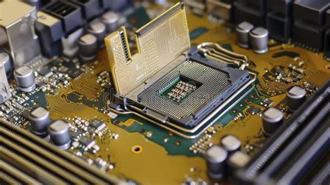 Explore The Intricate Details Of A Computer Motherboard With A Focus On The Cpu Socket