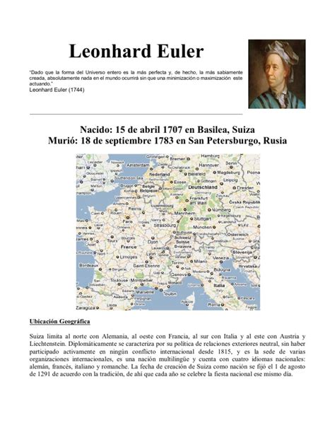 El Matemático Suizo Leonhard Euler Vida Y Contribuciones Fundamentales Al Desarrollo De Las