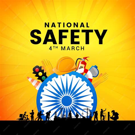 Premium Vector National Safety Day Week And Worker Employee Safety