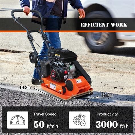 Plate Compactor Machine 28hp 79cc Gas Engine 5900 Vpm 2000 Lbs