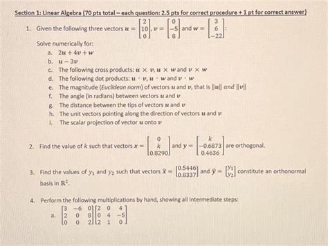 Solved Ction 1 Linear Algebra 70pts Total Each