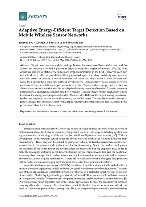 Pdf Adaptive Energy Efficient Target Detection Based On Mobile