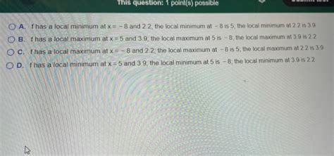 Solved The Graph Of A Function Fis Given Find The Numbers