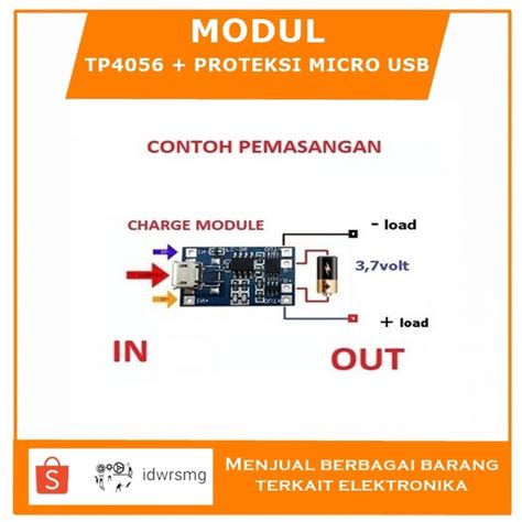 Jual Tp4056 Charger Battery Micro Usb Charging Modul 1a 5v Dan Proteksi Shopee Indonesia