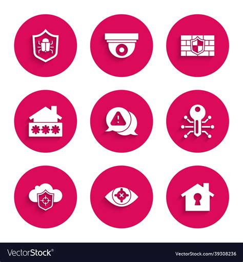 Set Exclamation Mark In Triangle Eye Scan House Vector Image