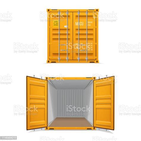 밝은 노란색 화물 컨테이너의 현실적인 세트 개폐 배달 운송 운송 화물 운송 20에 대한 스톡 벡터 아트 및 기타 이미지 20 40 강철 Istock