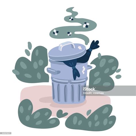 썩어가는 쓰레기로 가득 찬 쓰레기통의 벡터 그림 0명에 대한 스톡 벡터 아트 및 기타 이미지 0명 가방 감염 Istock