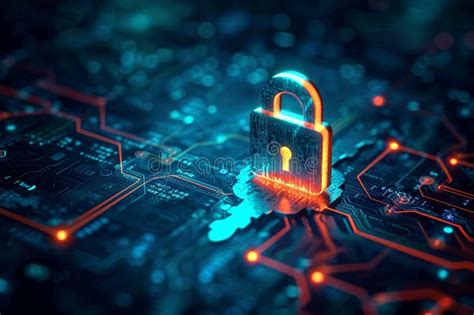 Cybersecurity Concept Digital Lock And Key On An Abstract Background Stock Illustration