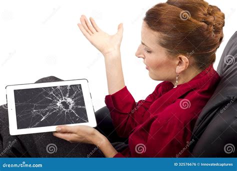 Broken Tablet Stock Photo Image Of Female Crushed Isolated 32576676