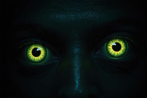 Creepy Eyes Glowing In The Dark Premium Ai Generated Image