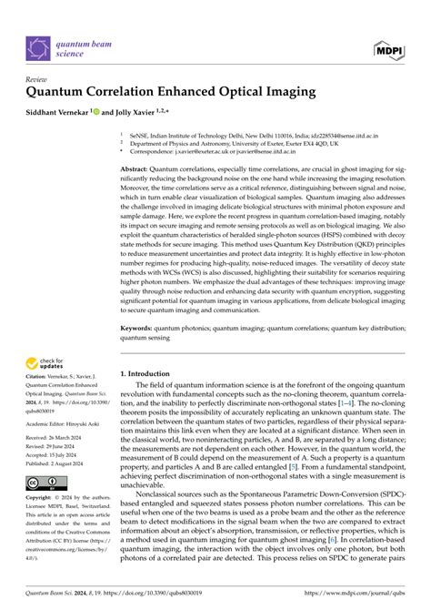 Pdf Quantum Correlation Enhanced Optical Imaging