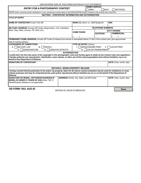 Dd Form 1553 Entry For A Photography Contest Forms Docs 2023