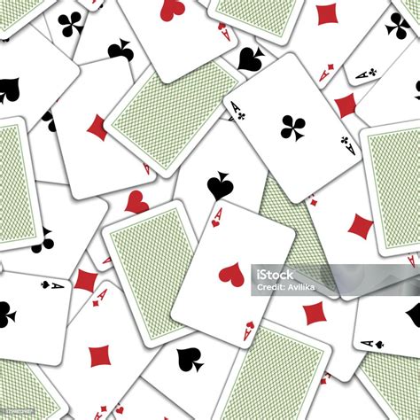 트럼프패가 있는 패턴 테이블에 흩어져 있는 카드 놀이 카드 놀이의 한 벌 스페이드 하트 클럽 다이아몬드 가능성에 대한 스톡 벡터 아트 및 기타 이미지 Istock