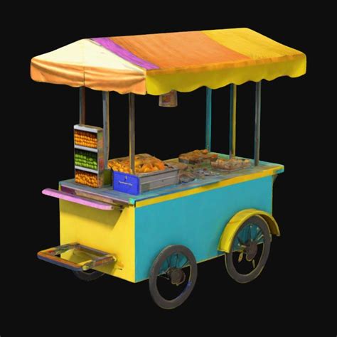 Create A Low Poly Street Food Vendor Cart Typical Of Bustling Indian