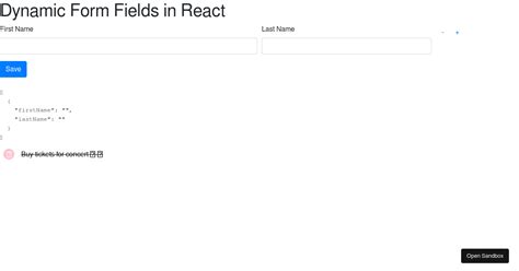 React Dynamic Form Fields Codesandbox