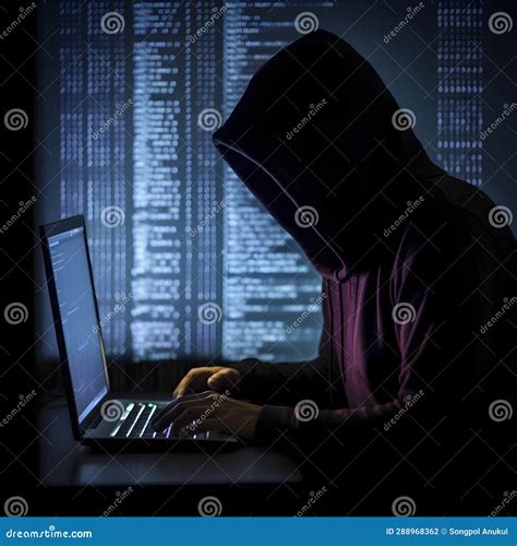 Hacker Using Computer In Dark Room Computer Security And Hacking Concept Generative Ai Stock