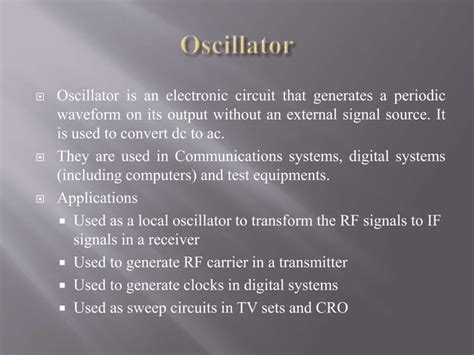 Op Amp Application As Oscillator Pptx