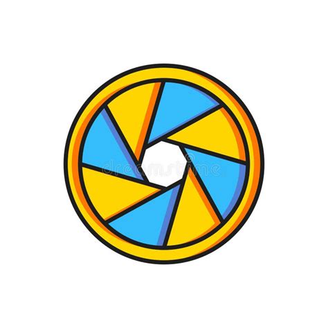 Color Camera Shutter Icon Isolated On White Background Flat Filled Outline Style With Shadow