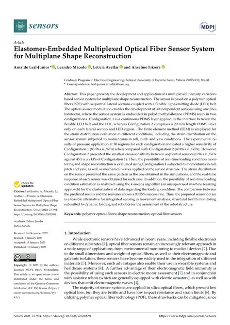 Pdf Elastomer Embedded Multiplexed Optical Fiber Sensor System For Multiplane Shape Reconstruction