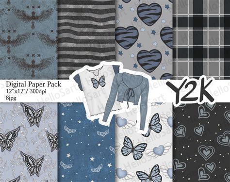 Y2k Dark Pattern Digital Paper Scrapbook Seamless Background Digital