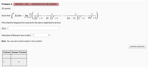 solved problem 4 preview only answers not recorded 25