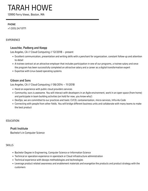 Cloud Computing Resume Samples Velvet Jobs